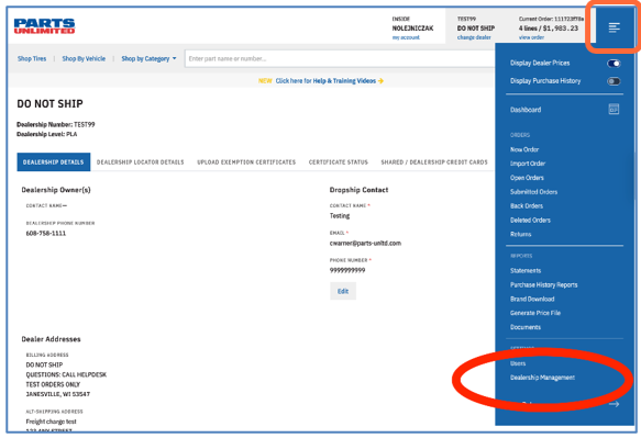 Purchase Order Import and Submit for Parts Unlimited